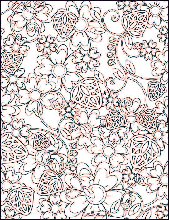 New Floral Coloring Page-By Popular Demand – Heart Berry